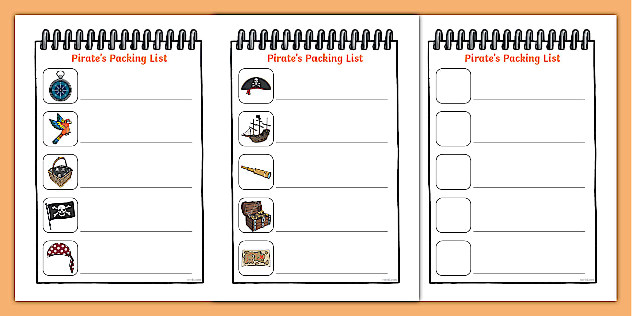 Pirate's Packing List | Twinkl - Twinkl