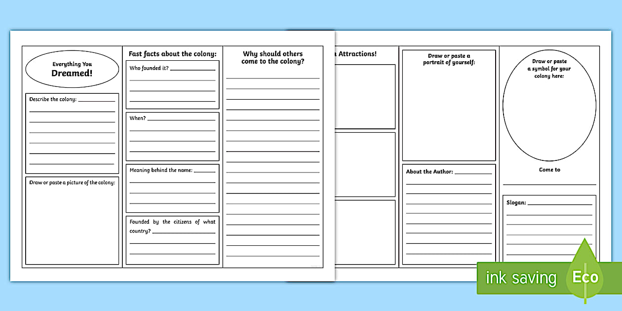 Editable Come to the Colonies! Persuasive Travel Brochure Project