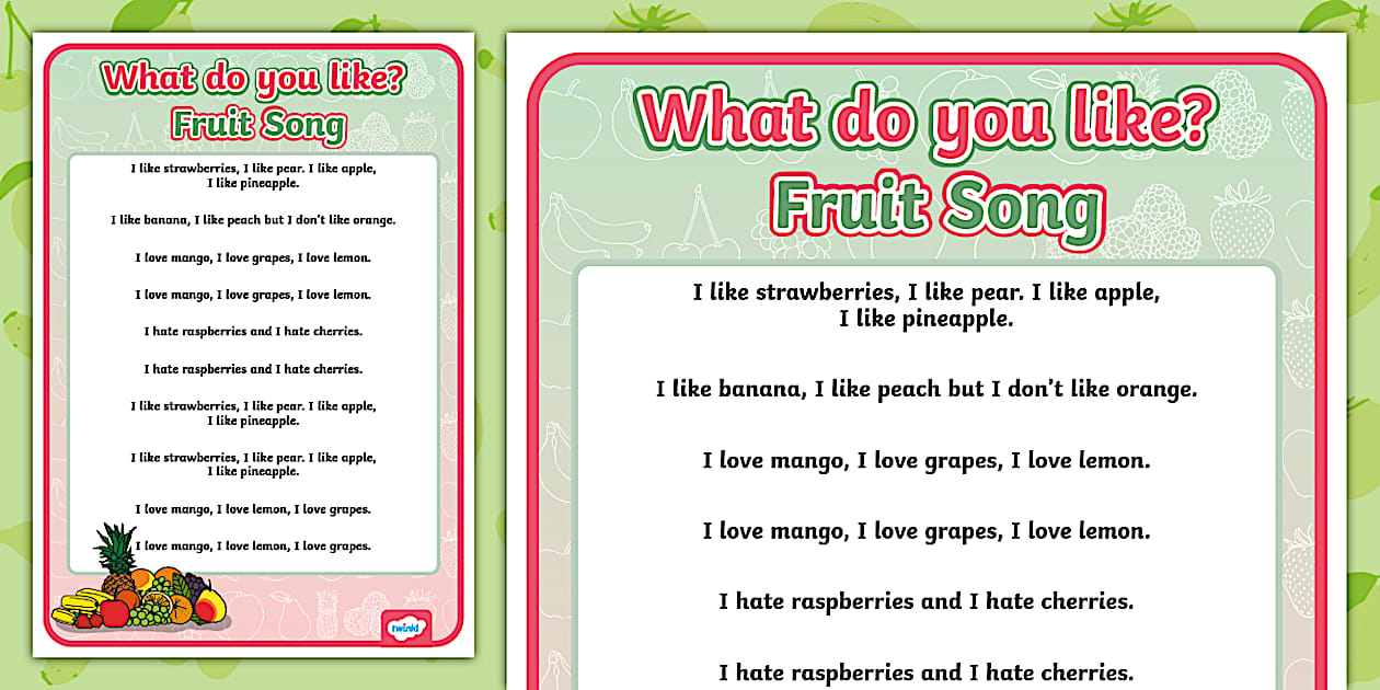 👉 Fruit Song Display Poster (teacher made) - Twinkl