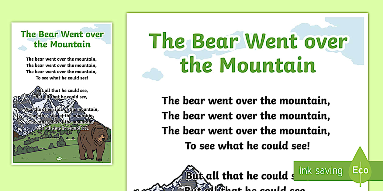 The Bear Went Over the Mountain Rhyme Poster