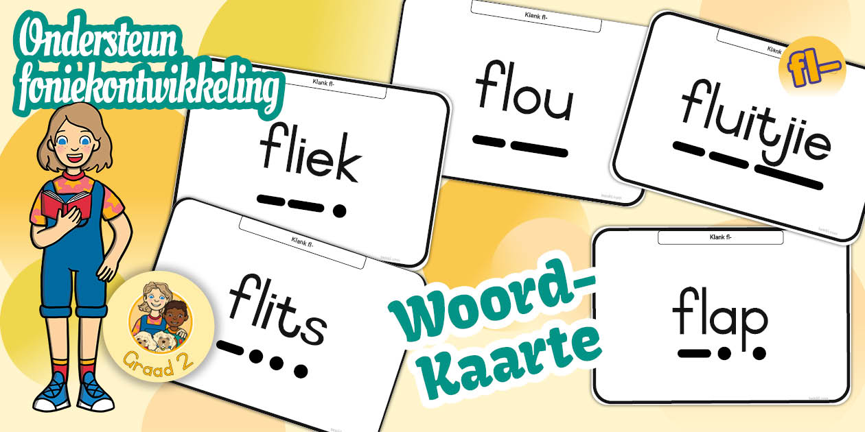 Graad 2, Kwartaal 2 Klankknoppie-Woordkaarte: Klank fl- (KABV Belyn)