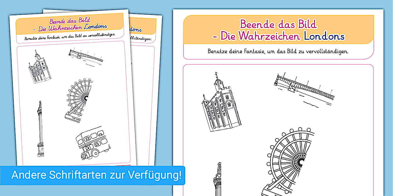 Beende das Bild - Die Wahrzeichen Londons - Arbeitsblatt