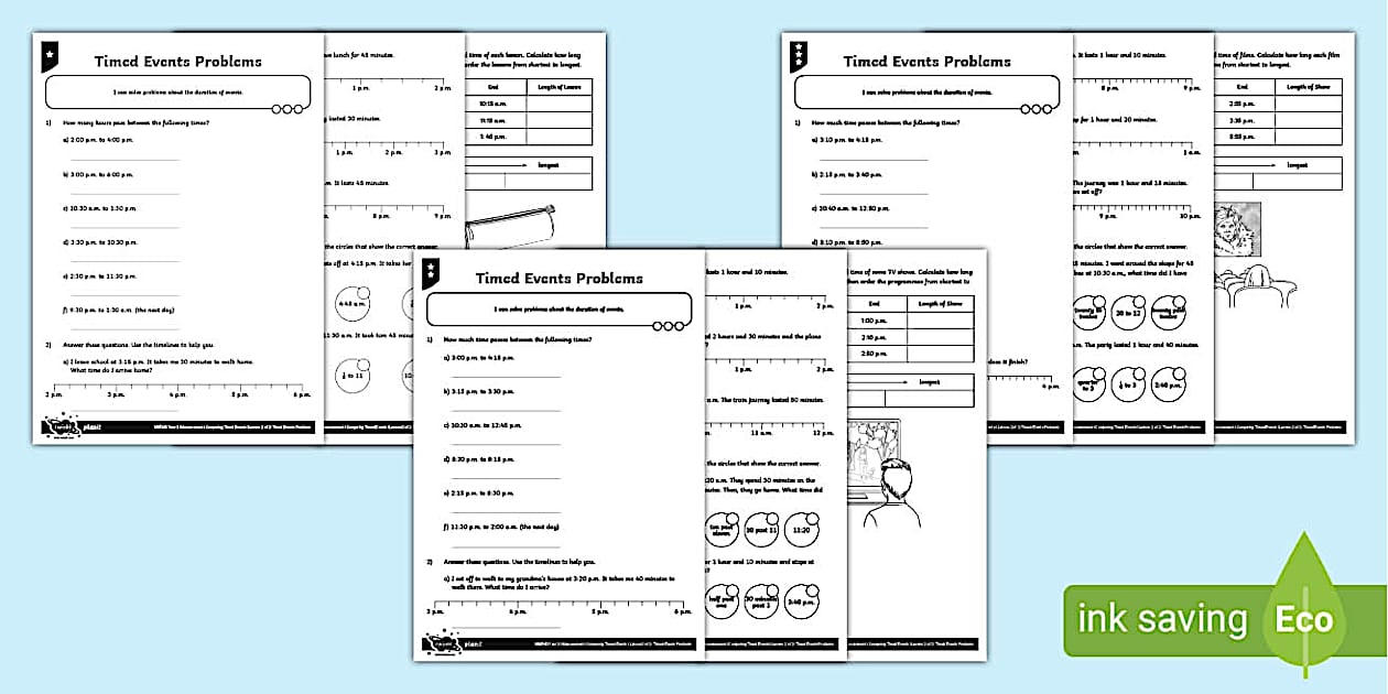 Editable Timed Events Problems Differentiated Worksheets