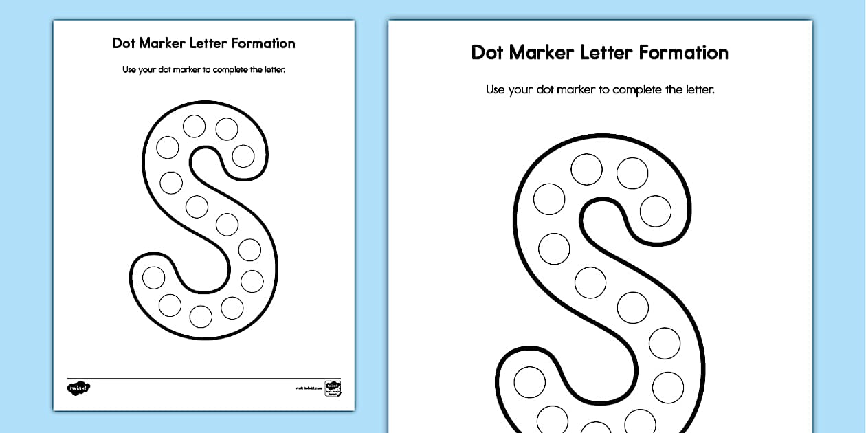 Uppercase Letter S: Dot Marker Letter Formation Worksheet