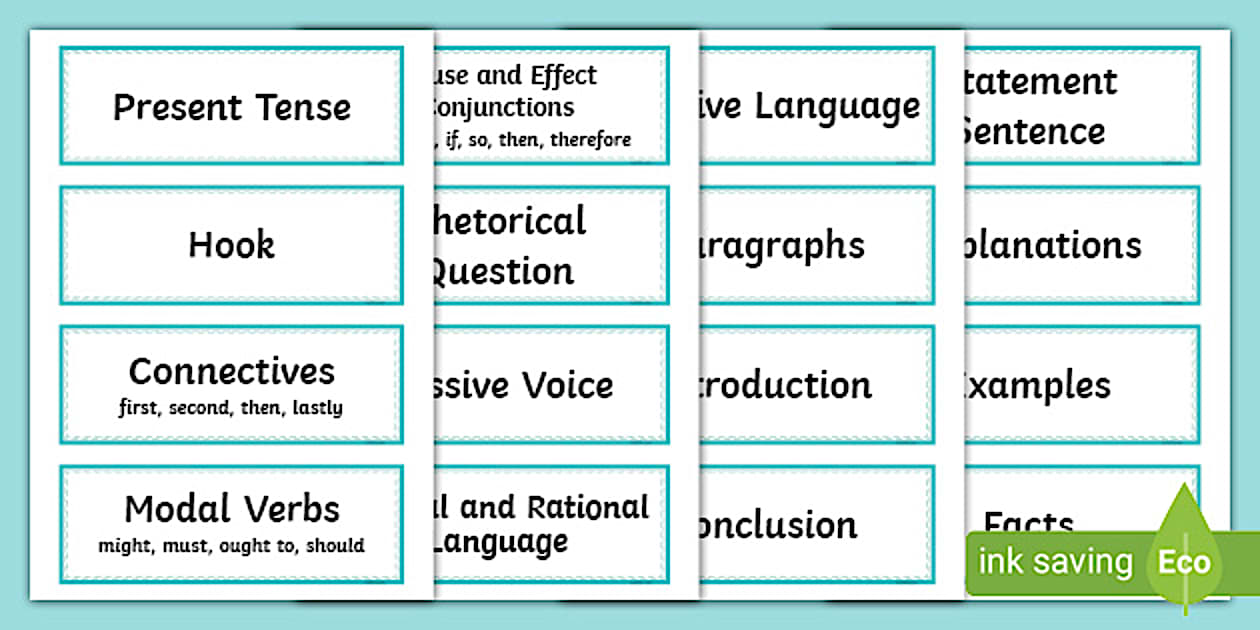 Level 3 Writing - Persuasive Writing Word Cards
