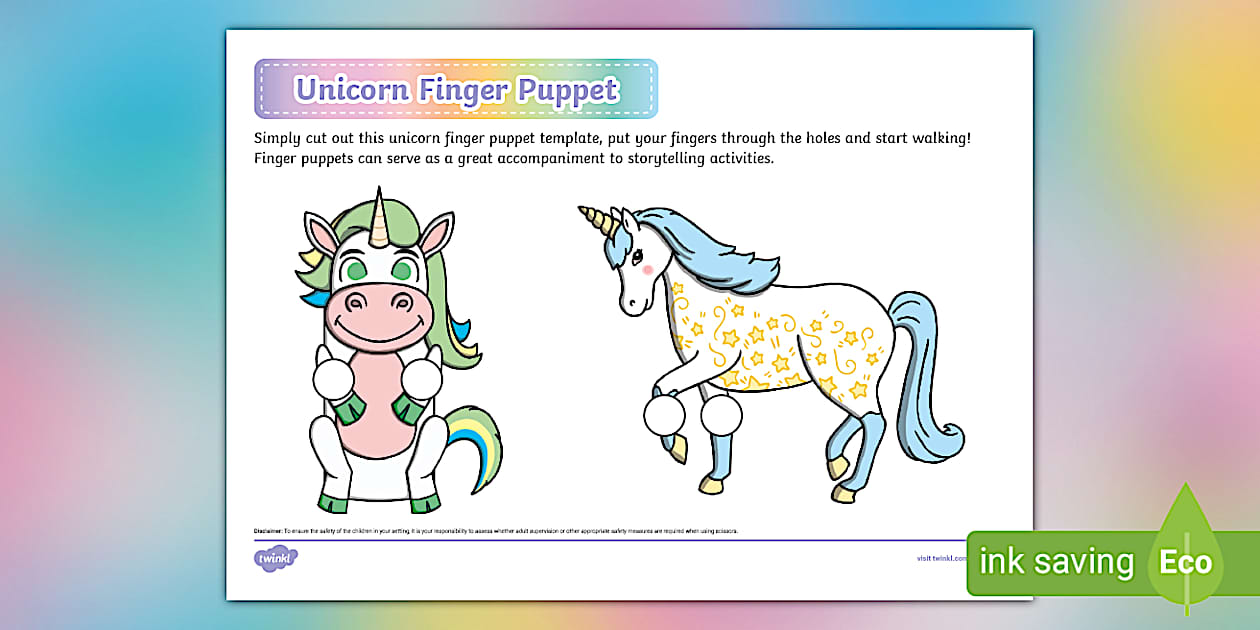 Unicorn Finger Puppet - Twinkl - KS1 (teacher made) - Twinkl
