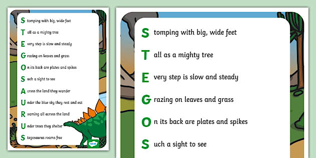 Stegosaurus Acrostic Poem Example (Teacher-Made) - Twinkl