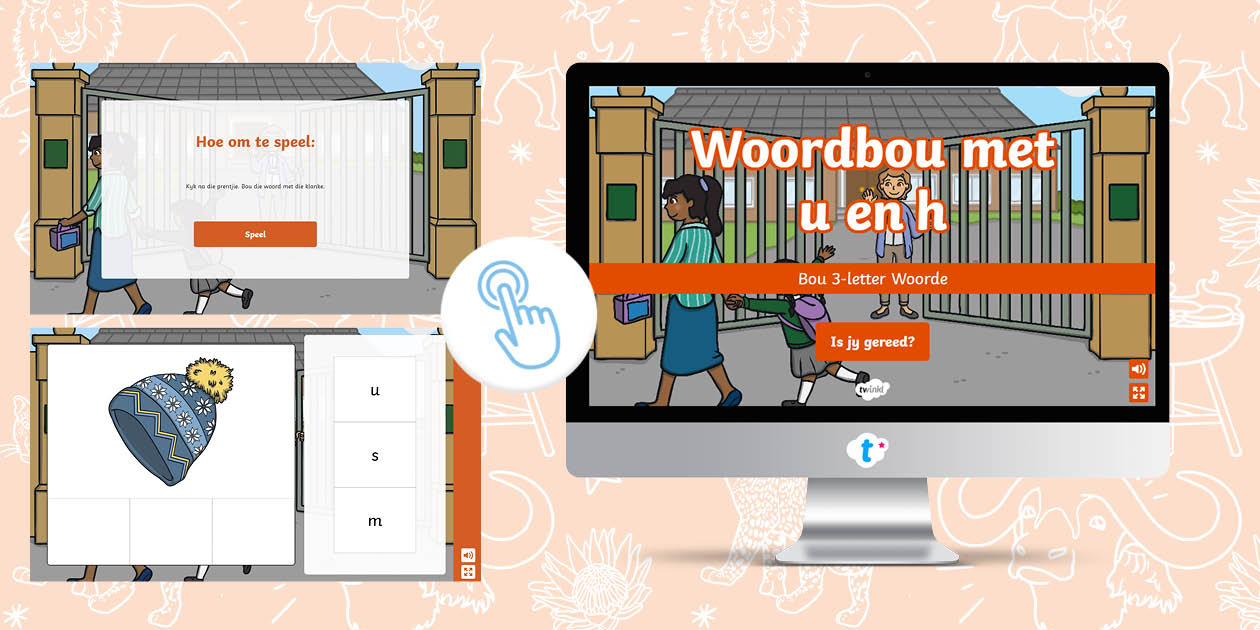 Graad 1 Klanke Aanlynspeletjie Woordbou u, h - Twinkl