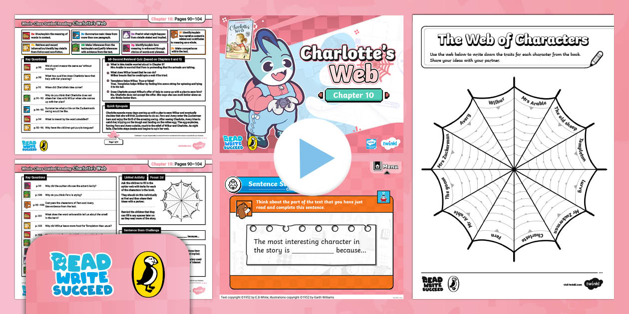 FREE! - Charlotte's Web Whole-Class Guided Reading Pack 6: Chapter 10 ...