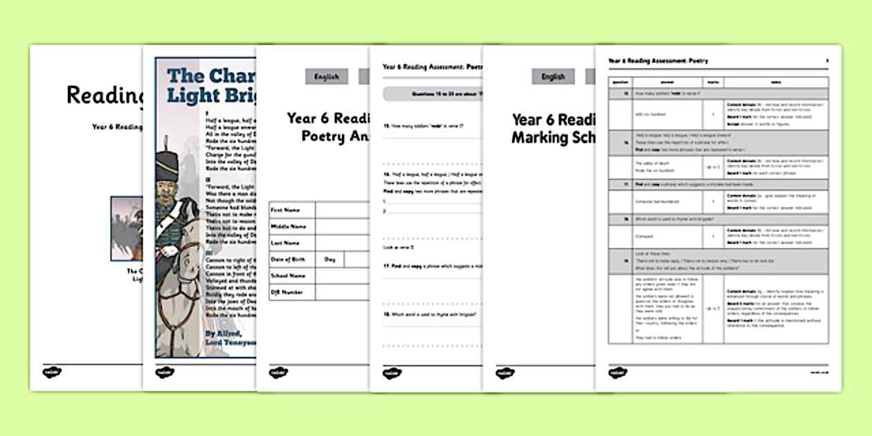 Year 6 Term 2 Reading Assessment - Poetry Comprehension PDF