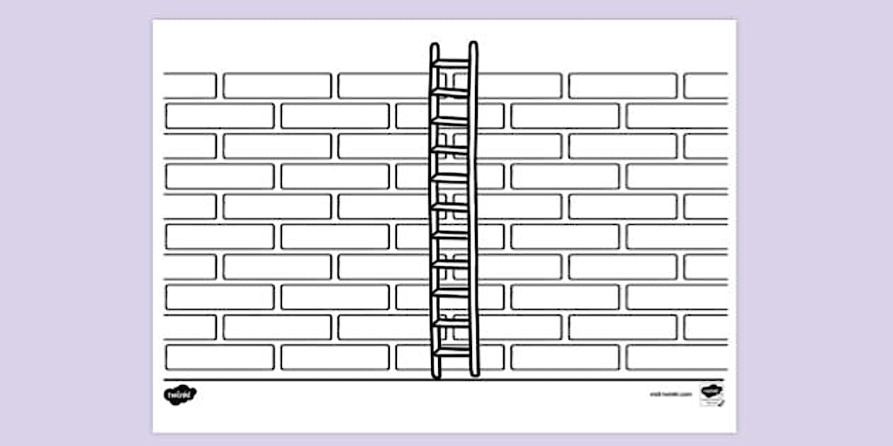Ladder Leaning Against Wall Colouring Sheet (Teacher-Made)