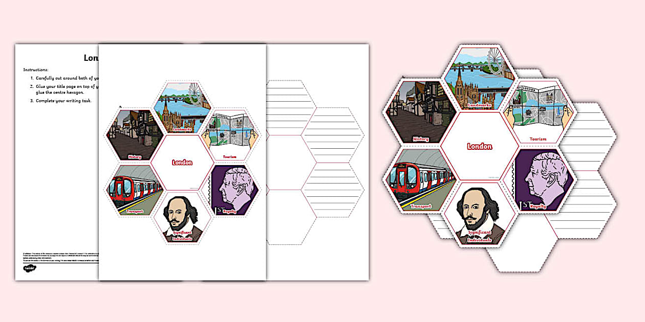 London Hexagon Writing Template (teacher made) - Twinkl