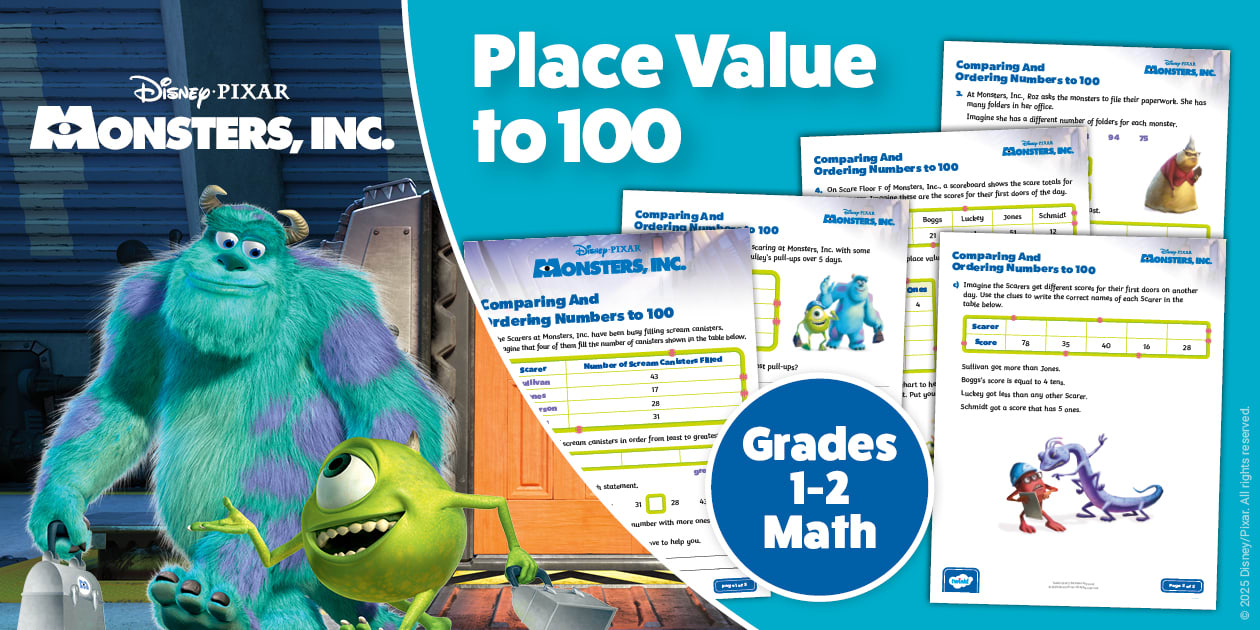 Monsters, Inc.: Comparing and Ordering Numbers to 100