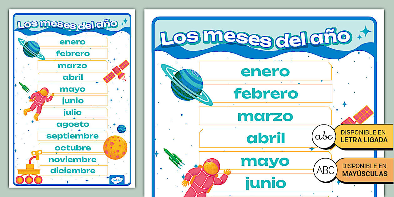 Carteles para asamblea: Los meses del año - Espacio