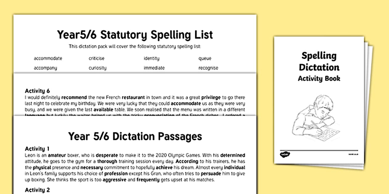 English Dictation Worksheets l UKS2 Literacy Spelling