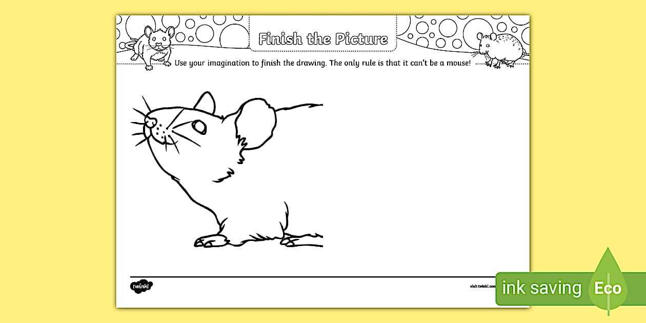 Mouse Finish the Picture Worksheet (teacher made) - Twinkl