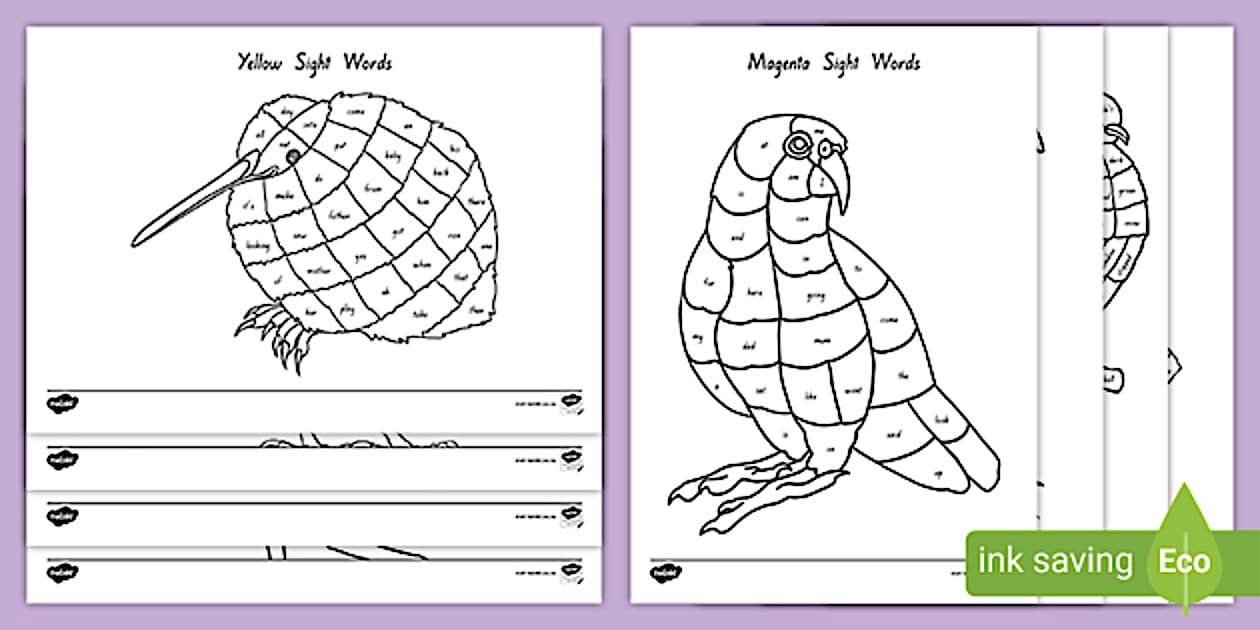 Editable New Zealand Sight Words Tracking Colour Sheets