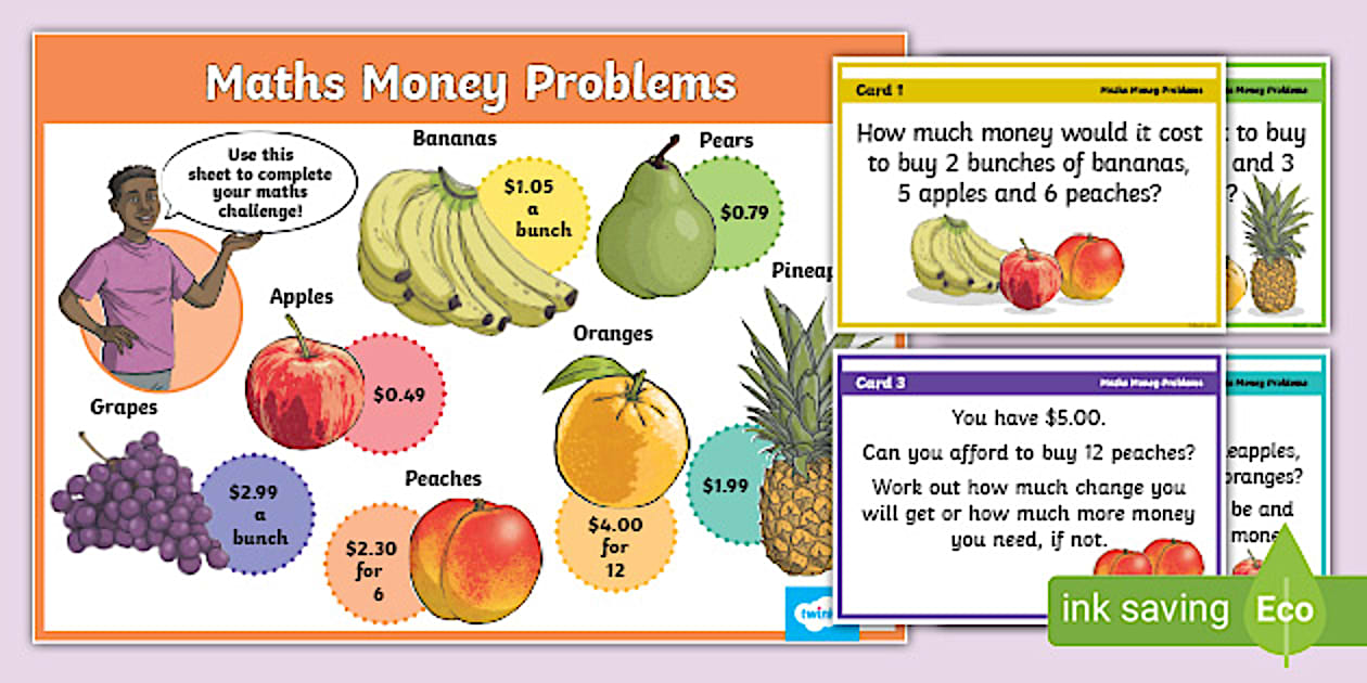 Maths Money Problems Challenge Cards (teacher made) - Twinkl