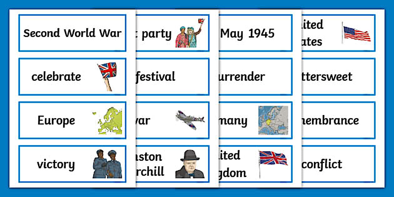 VE Day Word Cards (teacher made) - Twinkl
