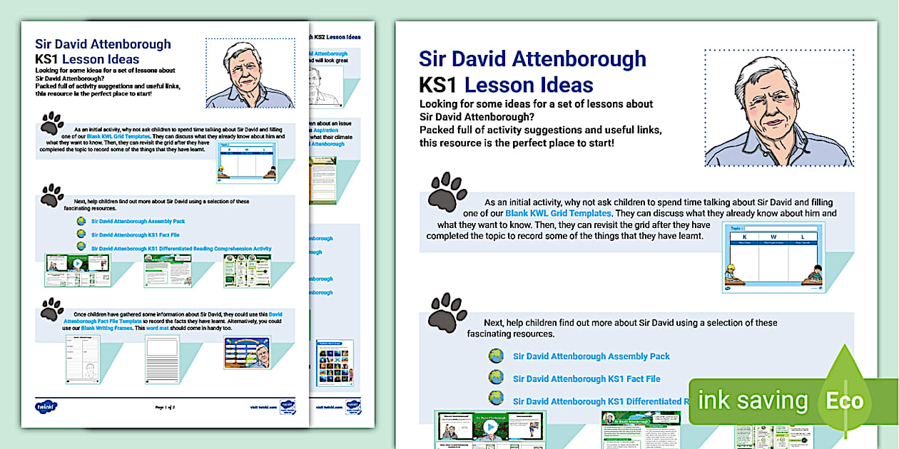 Sir David Attenborough KS1 Lesson Ideas (teacher made)