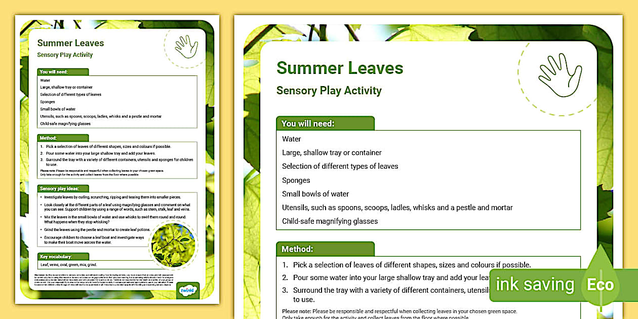 Leaf Sensory Play Activity | Twinkl (teacher made) - Twinkl