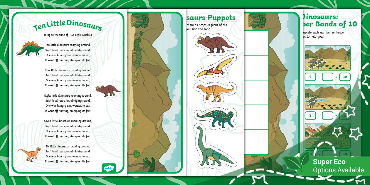 Ten Little Dinosaurs Counting Song Pack | Home Maths