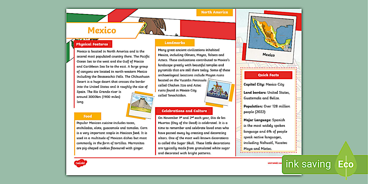KS2 Mexico Fact File (teacher made) - Twinkl