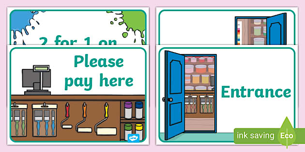Paint Shop Role Play Signs (teacher made) - Twinkl