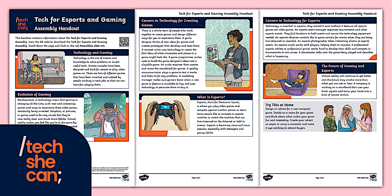 Tech for eSports and Gaming Assembly Handout (teacher made)
