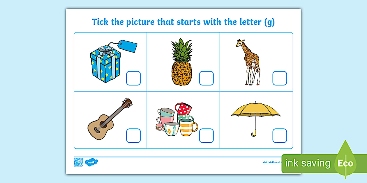 Tick the picture that starts with the letter - Letter g