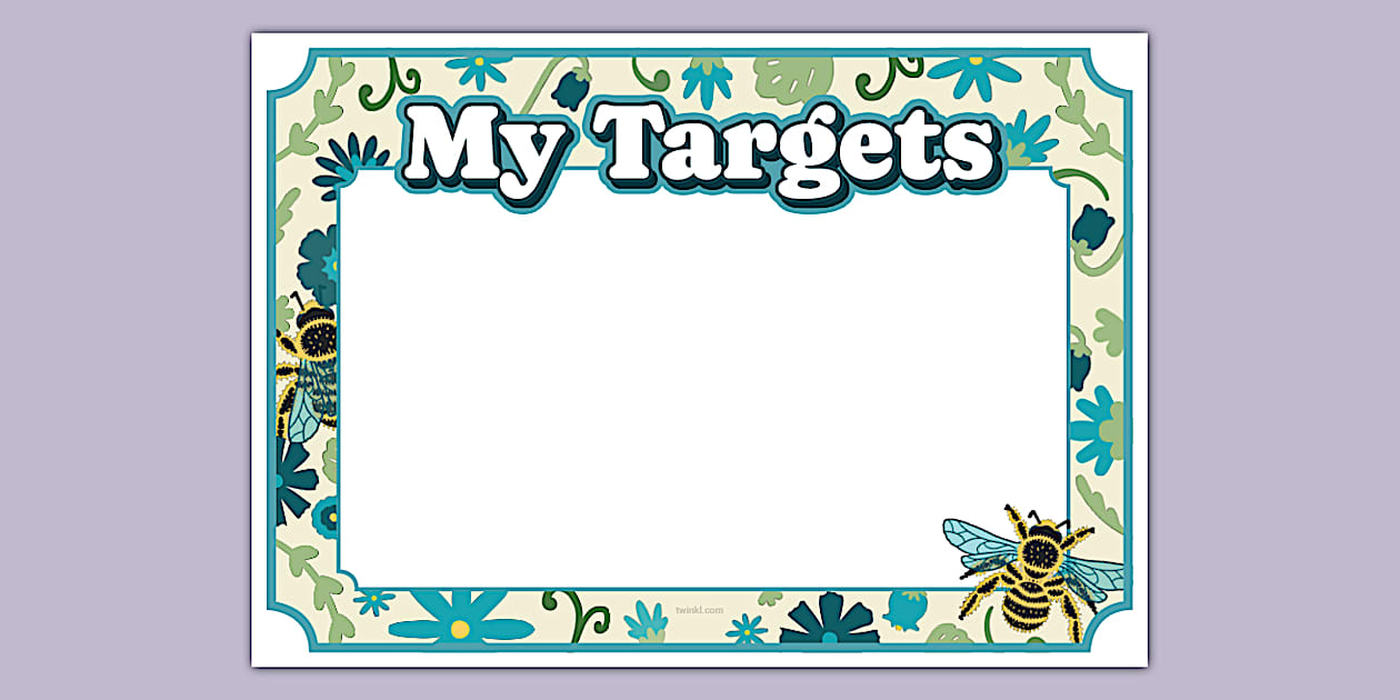 Bee Themed My Targets Display Poster (Teacher-Made) - Twinkl
