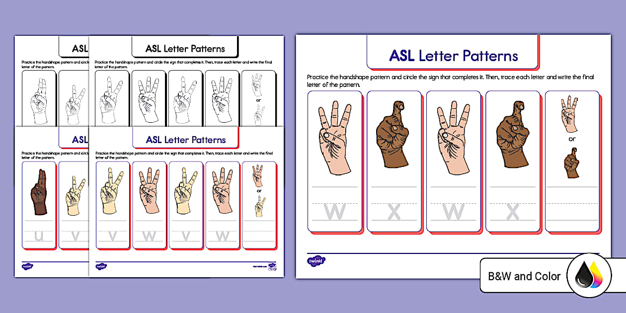 ASL U-X Letter Pattern Activities (teacher made) - Twinkl