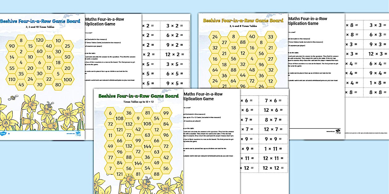 👉 Beehive Game | Maths Four-in-a-Row | Multiplication | LKS2