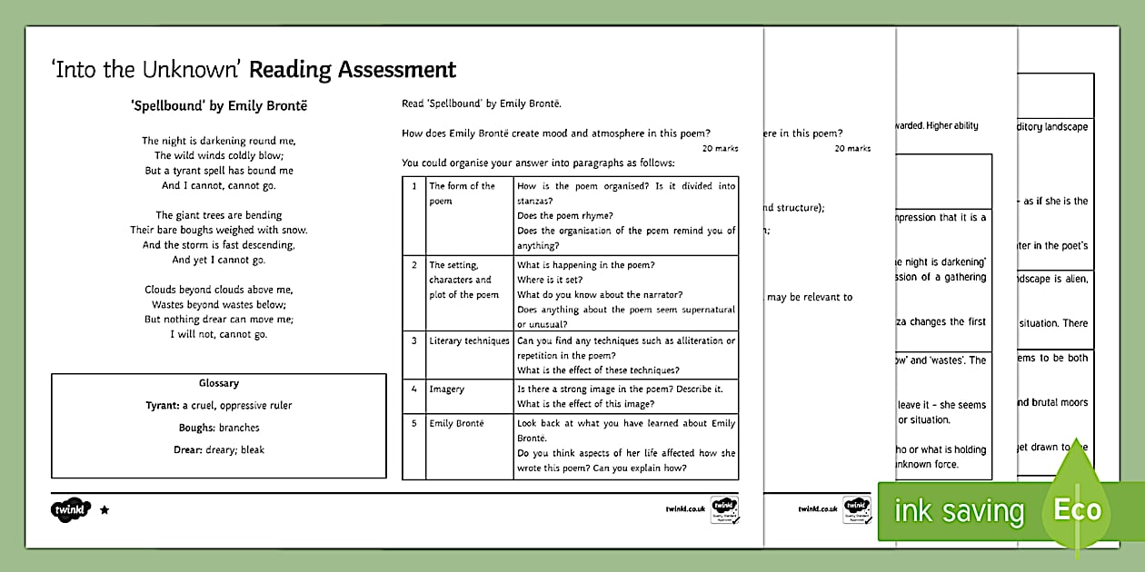 Into the Unknown Assessment | Pre-1914 Literature | L19