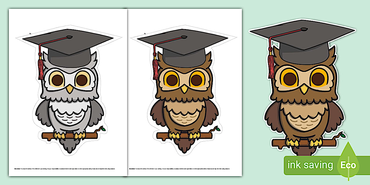 Graduation Owl Display Cut-Outs (teacher made) - Twinkl