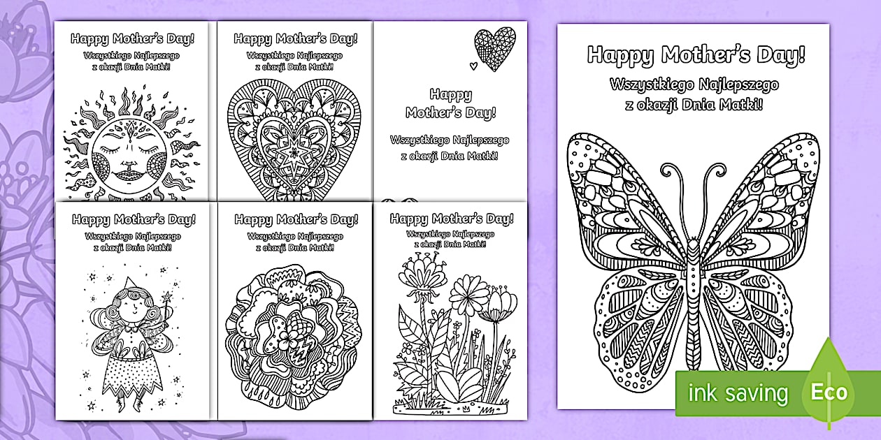 Mother's Day Mindfulness Colouring Cards English/Polish