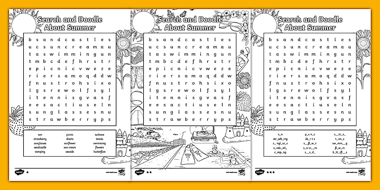 Search and Doodle About Summer Word Search (professor feito)