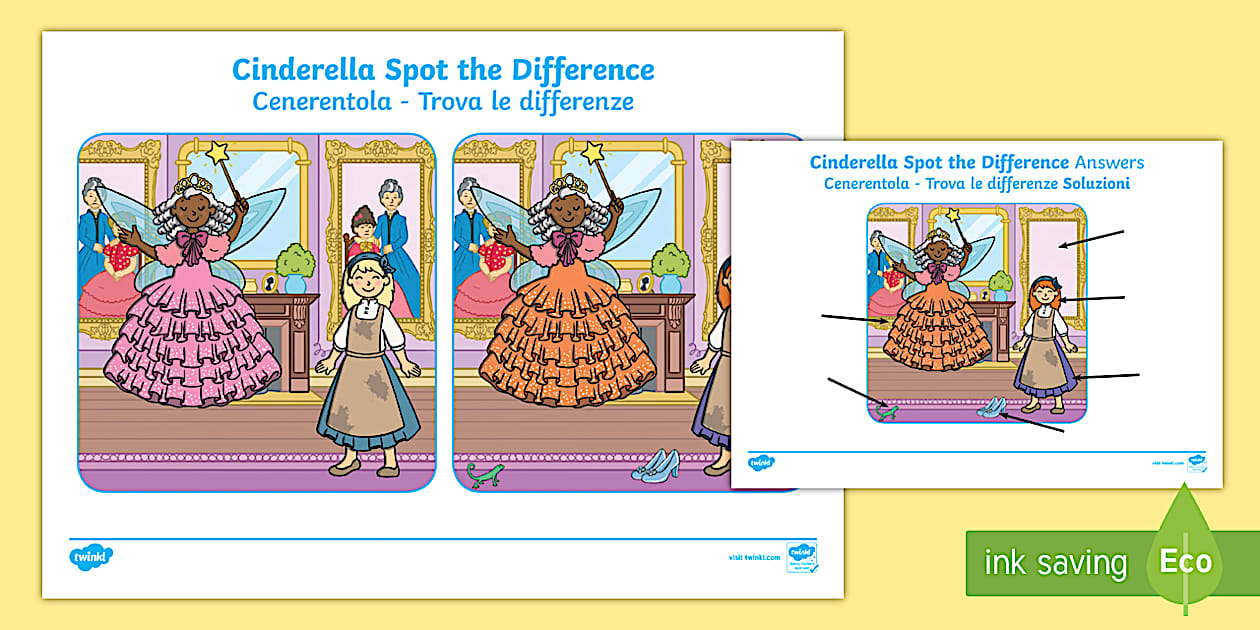Cinderella Spot the Difference Activity English/Italian - Cinderella ...