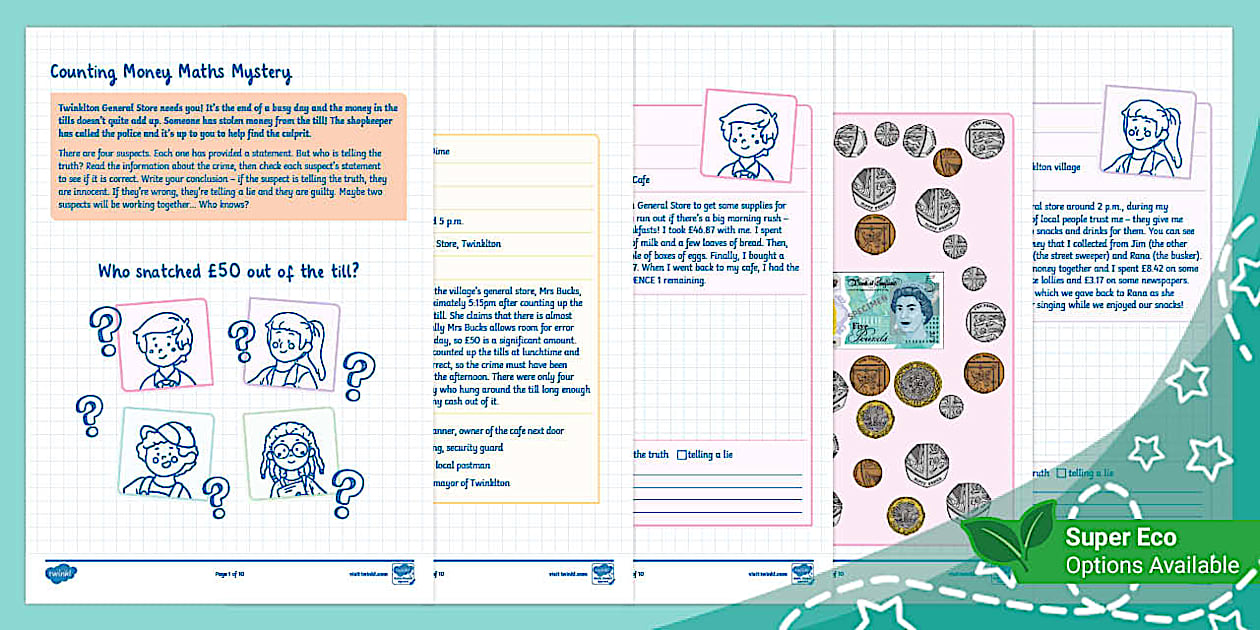Money: Counting Money Maths Mystery (Ages 8 - 9) - Twinkl
