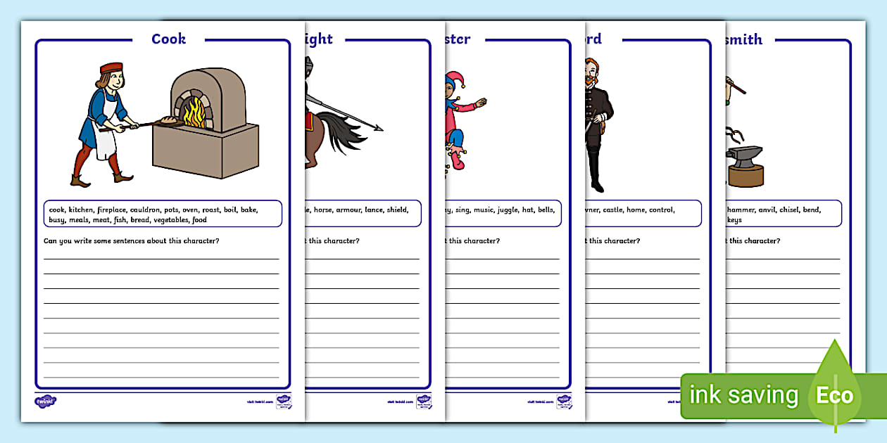 Castle Characters Description Writing Frames - Twinkl