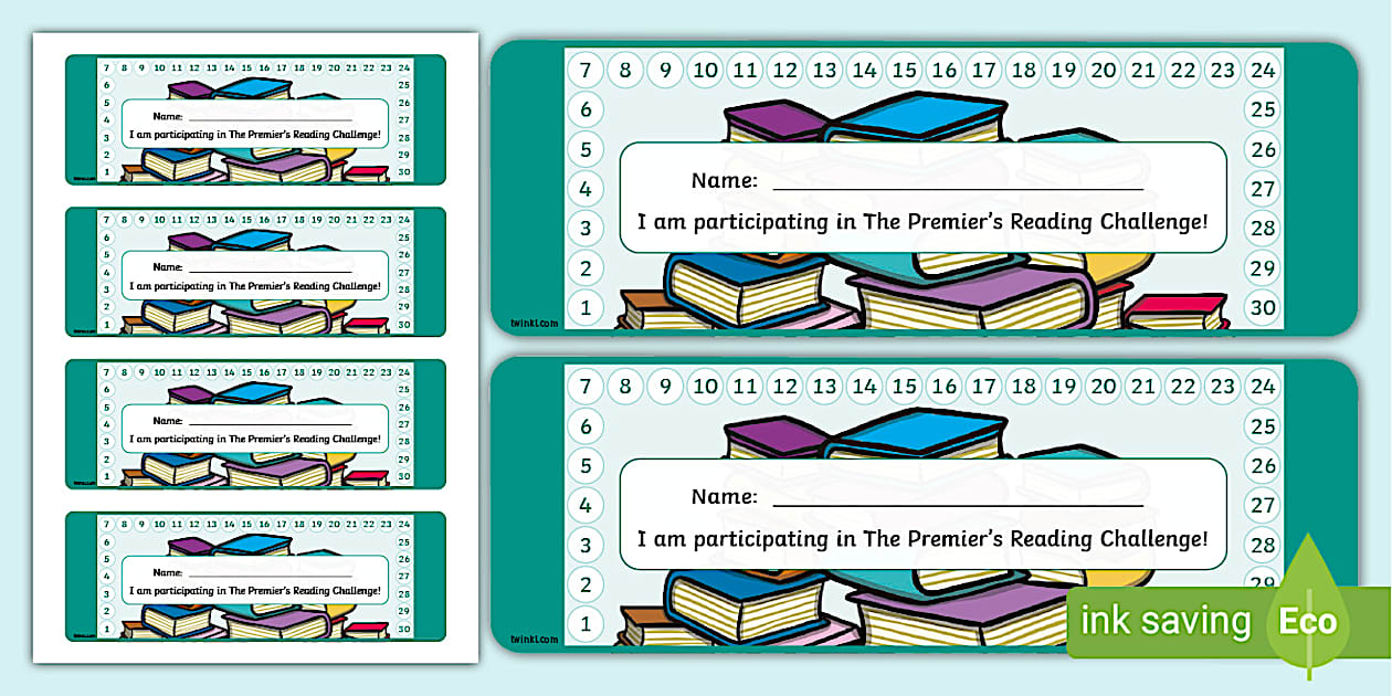 Bookmarks to Support The Premiers Reading Challenge - Twinkl