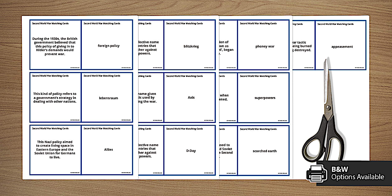 The Second World War Matching Cards