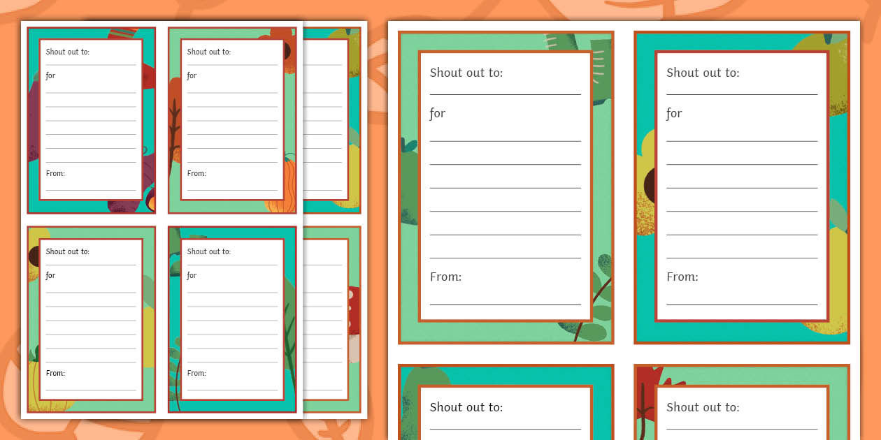 Autumn Market Themed Shout-Out Cards (teacher made) - Twinkl