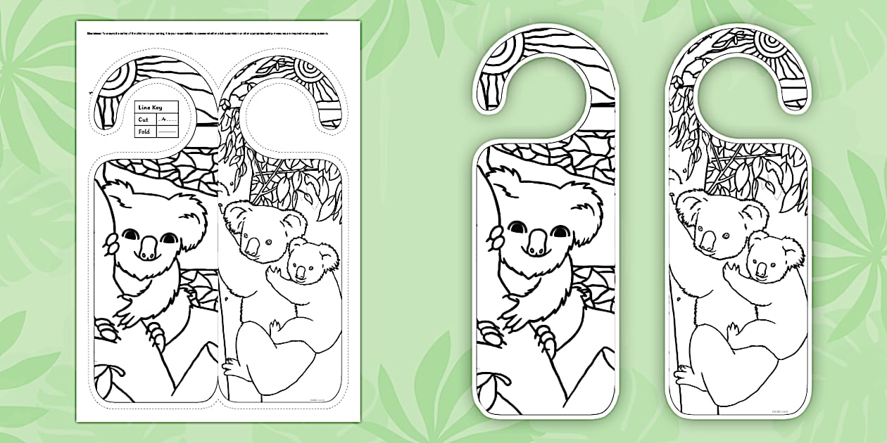Koala Colouring Door Hanger Worksheet (Teacher-Made)