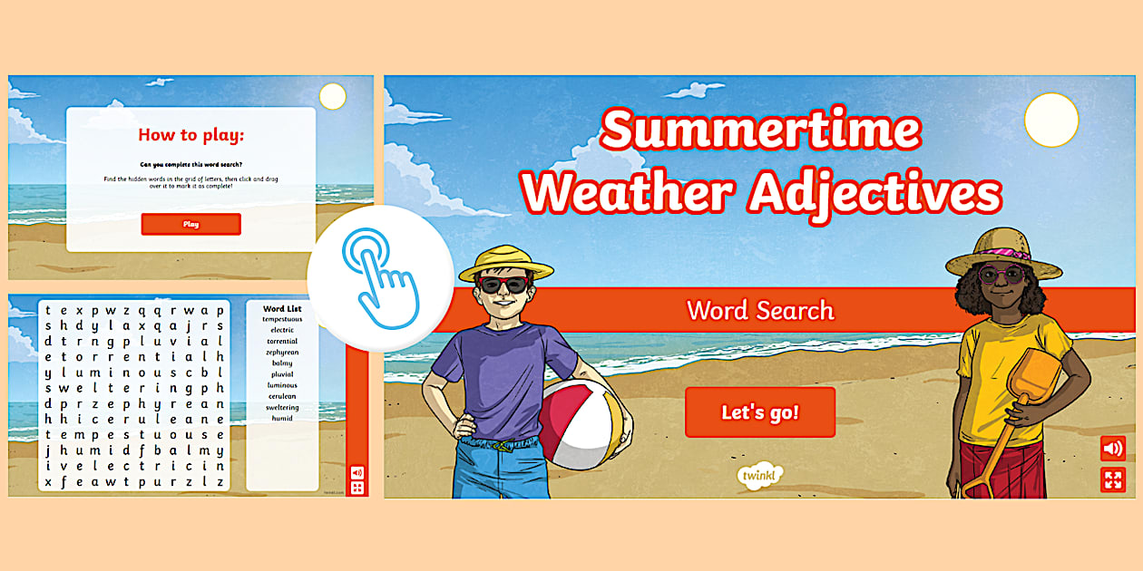 Summertime Weather Adjectives Interactive Word Search