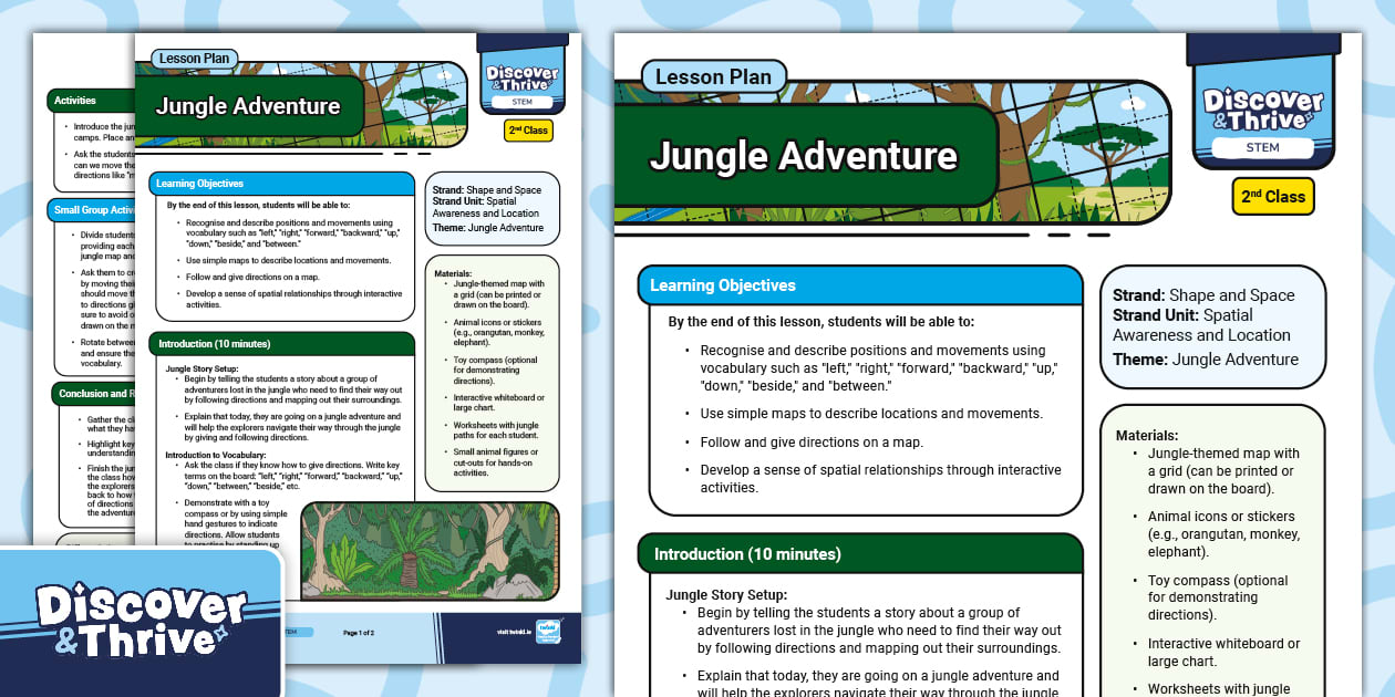 Jungle Adventure Spatial Awareness Lesson Plan - Twinkl