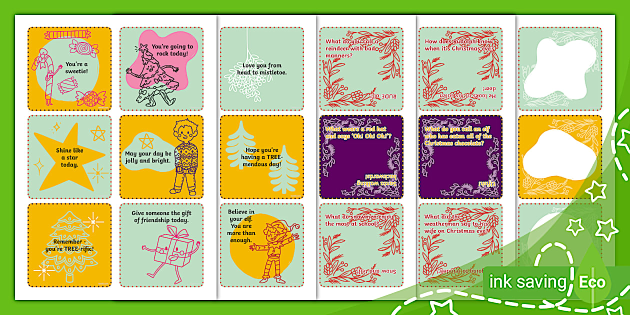 Christmas-Themed Lunch Box Cards (teacher made) - Twinkl