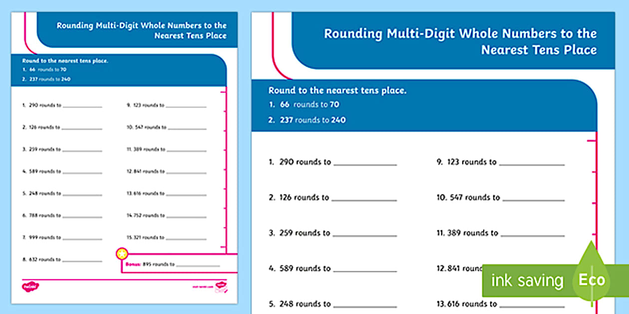 Rounding Worksheet | Quiz | Math Resources 3-5 | Twinkl