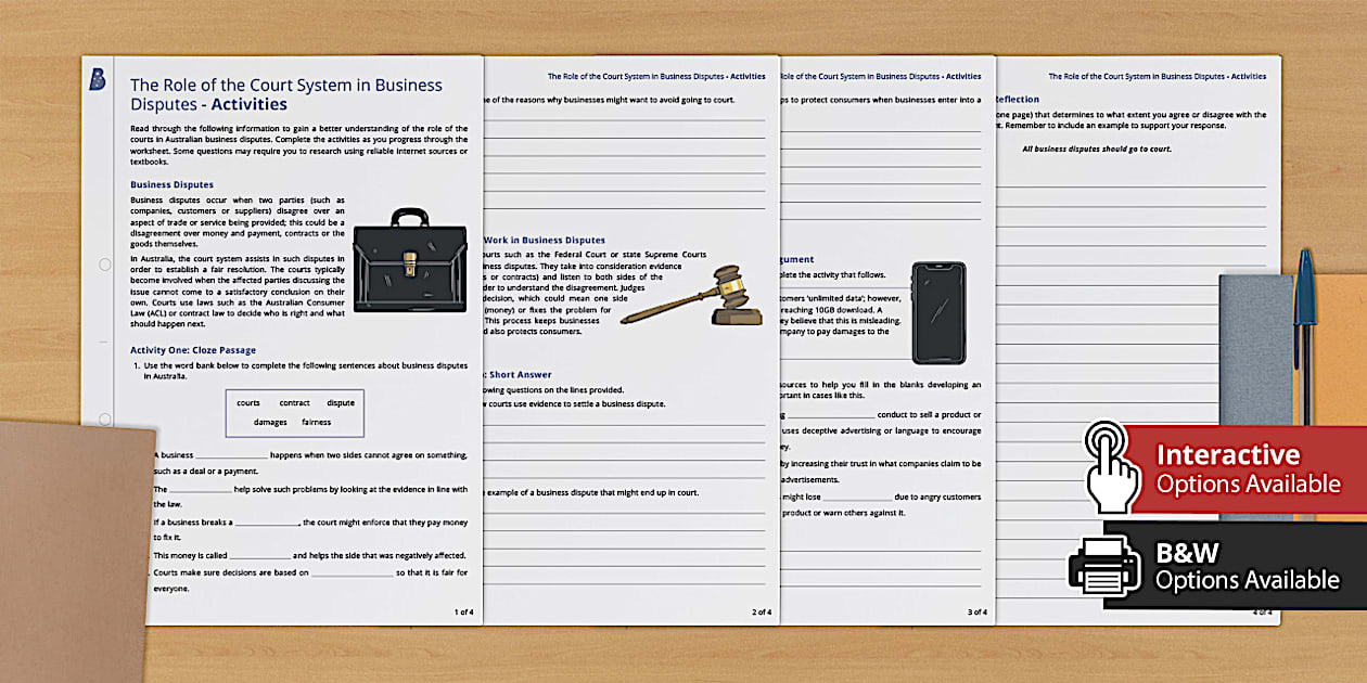 The Role of the Court System in Business Disputes - Twinkl