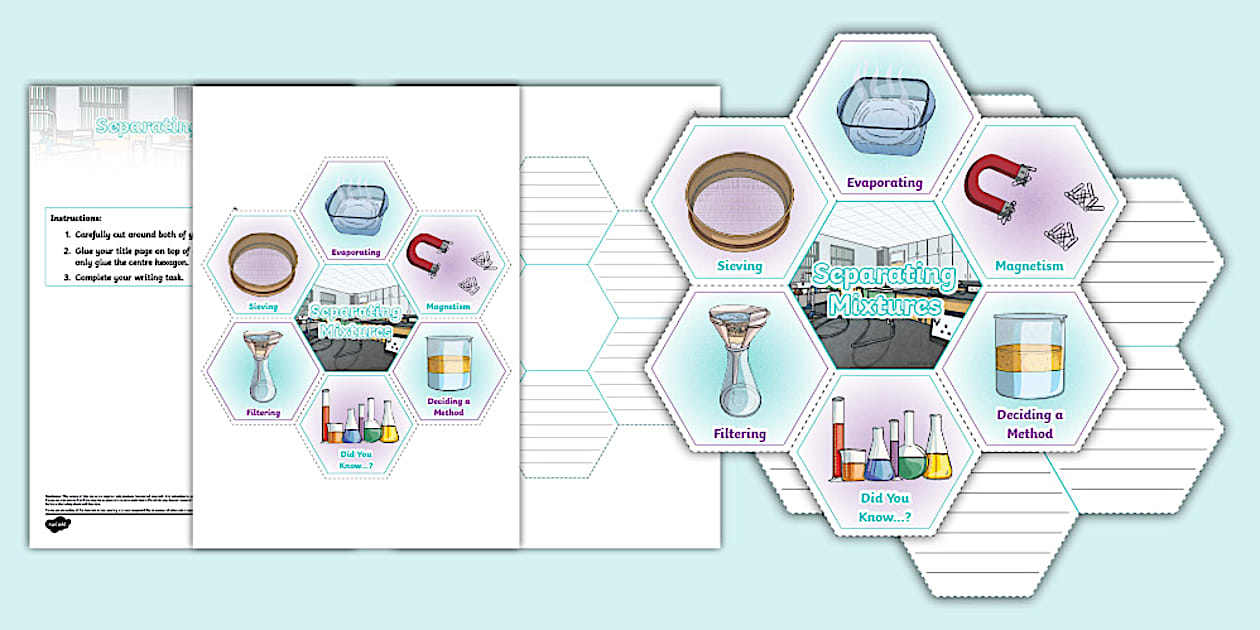Separating Mixtures Hexagon Writing Template (teacher made)